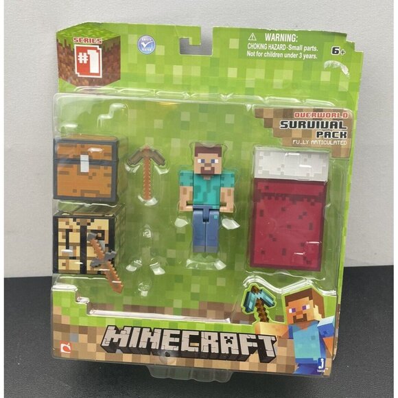 Mojang | Toys | Minecraft Survival Pack Steve Series Fully Articulated ...